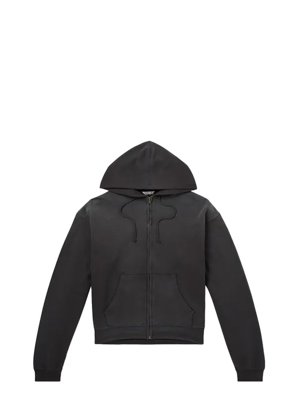 Auralee Dyed Pima Cotton Zip-up Hoodie - Black
