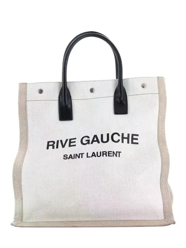 Saint Laurent Rive Gauche Shopper Canvas Tall Tote Bag - Neutrals