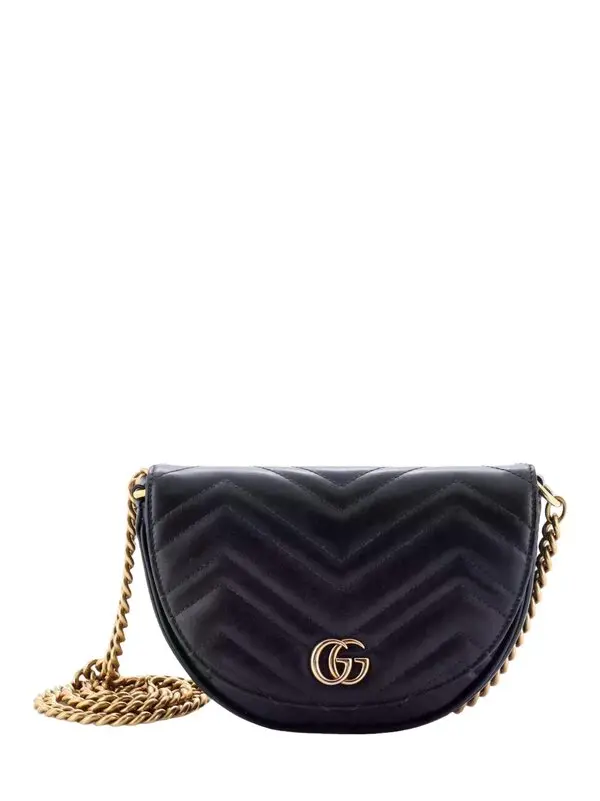 Gucci Gg Marmont Half Moon Mini Crossbody Bag - Black