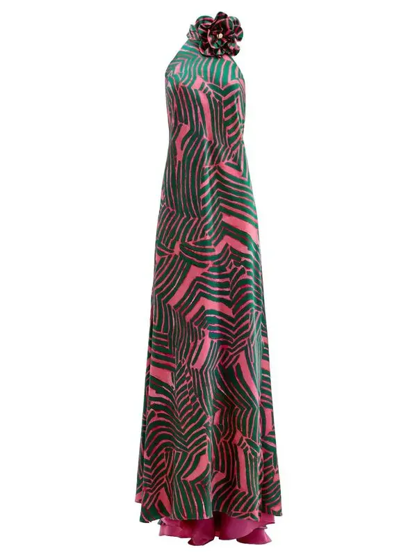 Silvia Tcherassi Floral-appliqué Maxi Dress - Pink