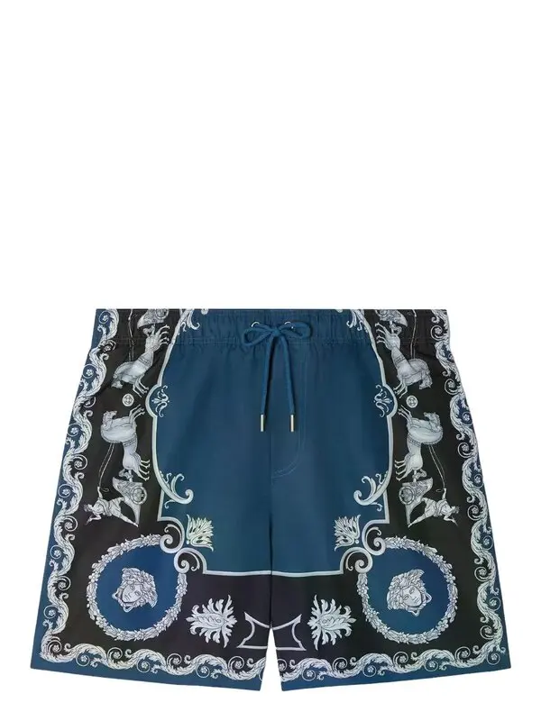 Versace Baroque-print Swim Shorts - Blue