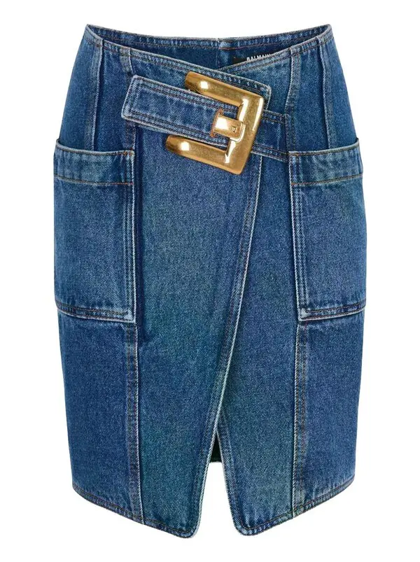 Balmain Belted Mini Skirt - Blue