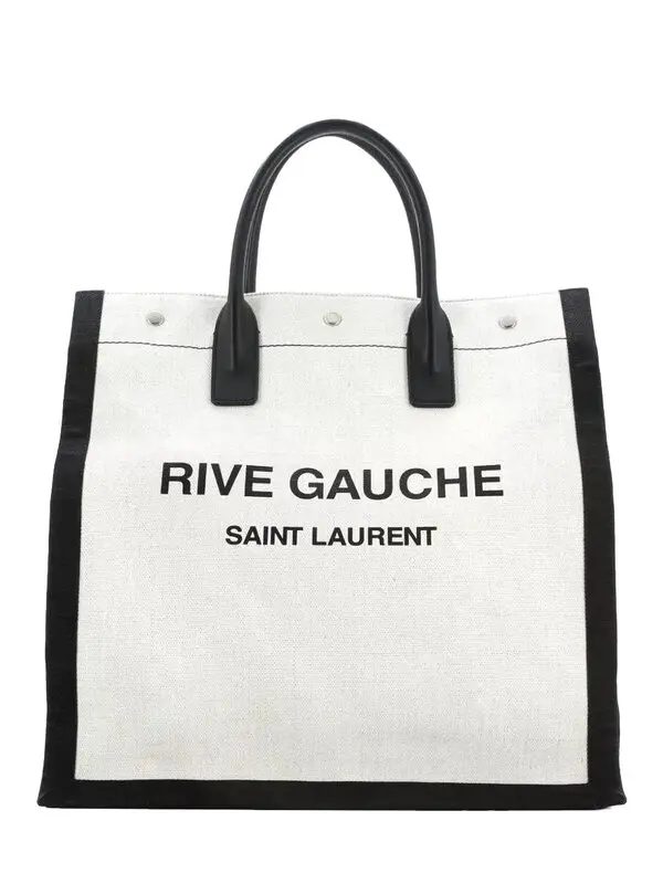 Saint Laurent Rive Gauche Shopper Canvas Tote Bag - Neutrals