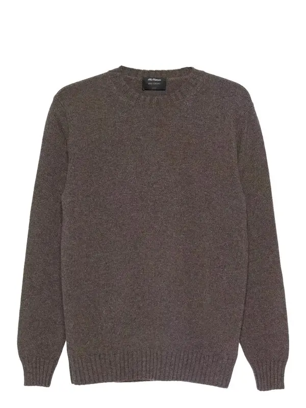 DELL'OGLIO Ribbed Crew Neck Sweater - Brown
