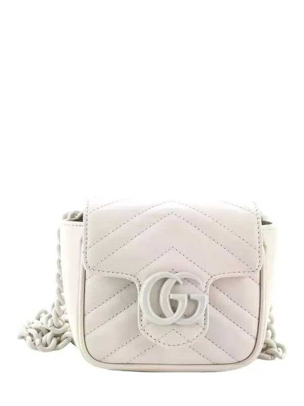 Gucci Gg Marmont Flap Matelasse Leather Mini Belt Bag - White