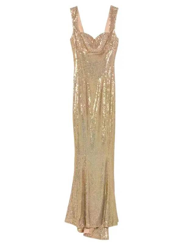 SILK LOVE & LACE Annabel Sequin Maxi Dress - Gold