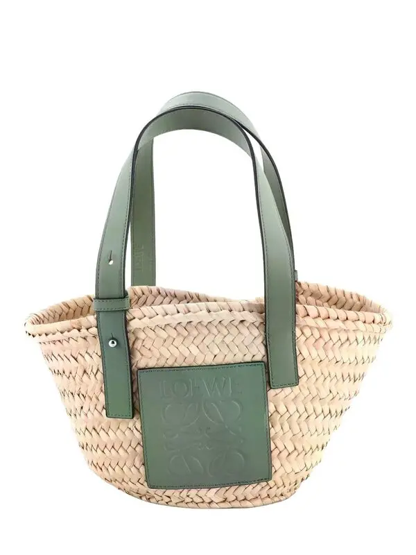 Loewe Basket Raffia Small Tote Bag - Green