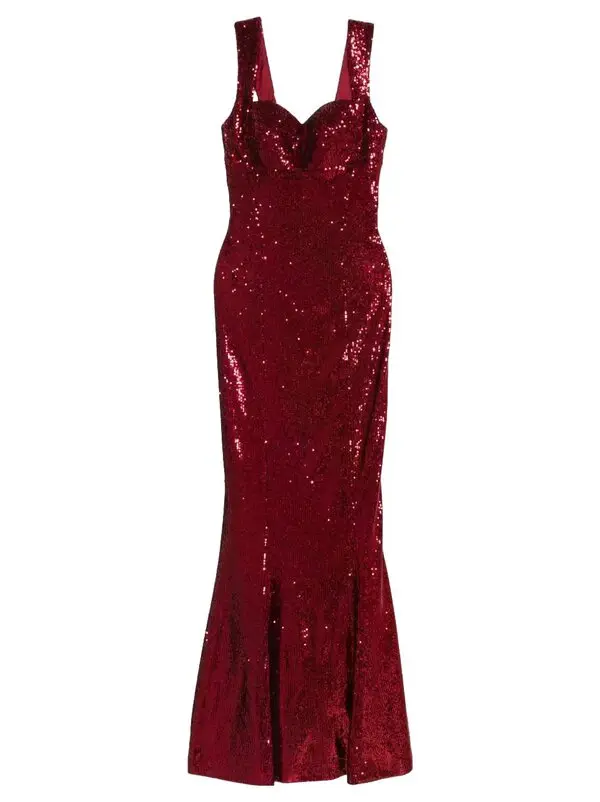 SILK LOVE & LACE Annabel Sequin Maxi Dress - Red