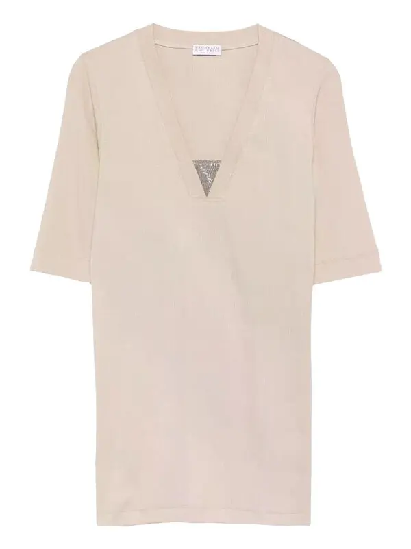 Brunello Cucinelli V-neck Short-sleeve T-shirt - Neutrals