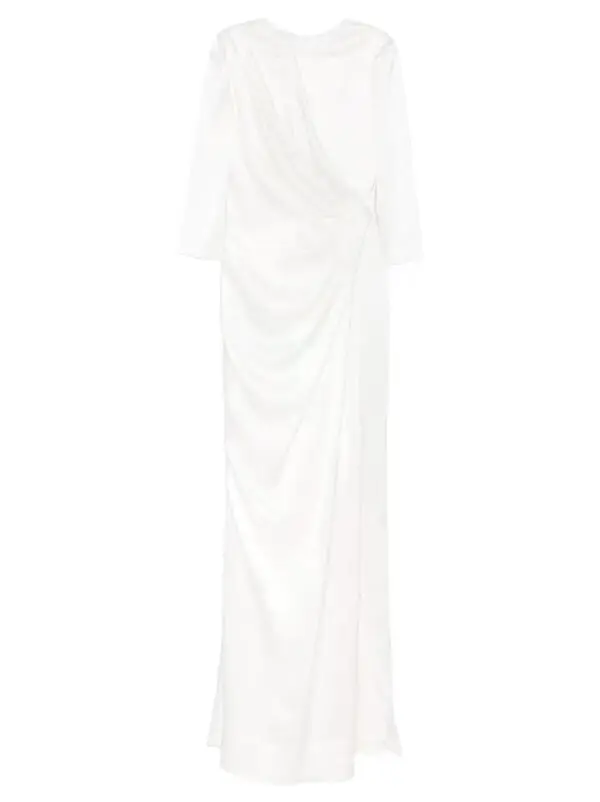 SILK LOVE & LACE Zina Draped Maxi Dress - White