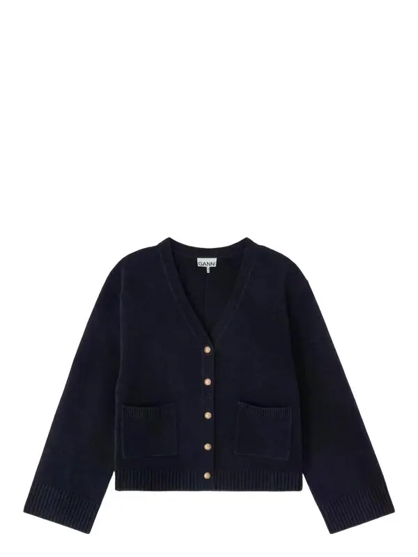 GANNI Pocket Button-fastening Cardigan - Blue