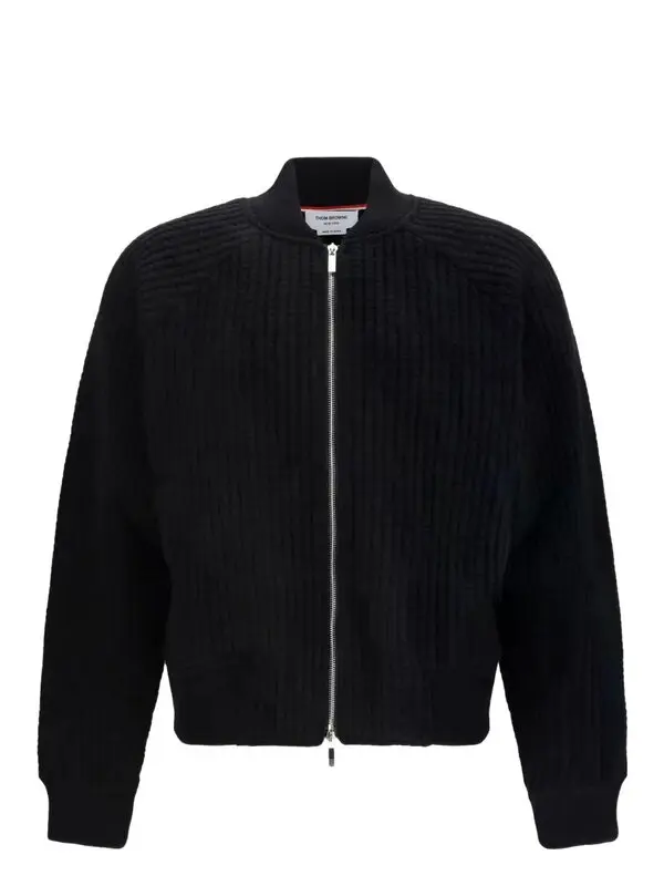 Thom Browne Honeycomb Zip Bomber Jacket - Black