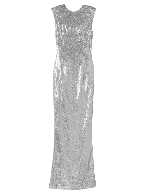 SILK LOVE & LACE Jamila Sequin Maxi Dress - Silver