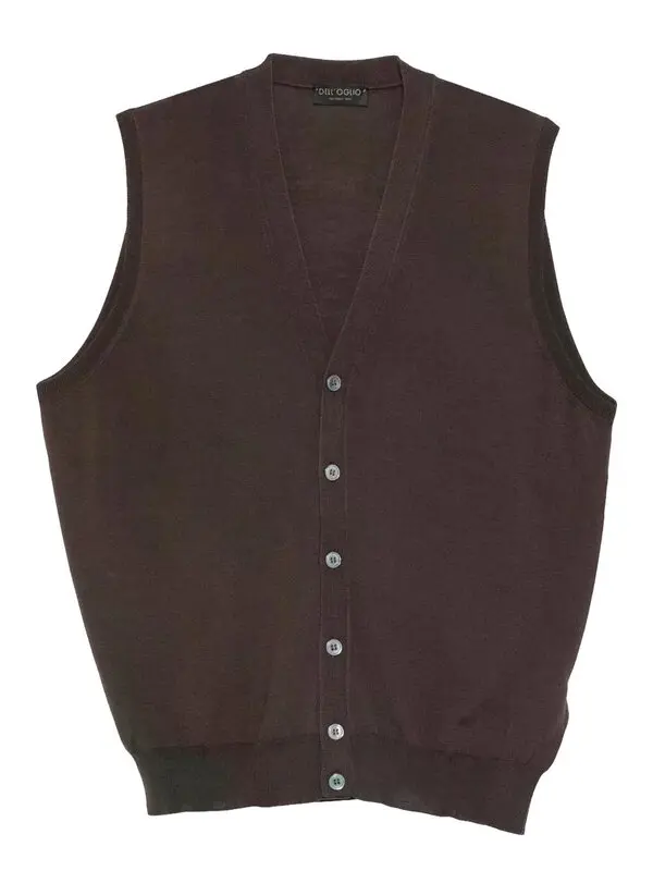 DELL'OGLIO Button-fastening Sleeveless Cardigan - Brown