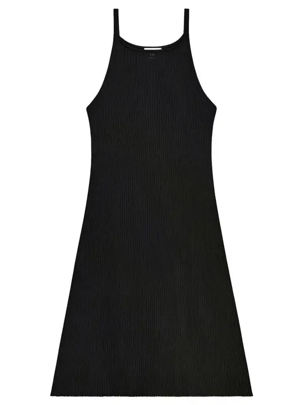 COURREGES Ribbed-knit A-line Mini Dress - Black