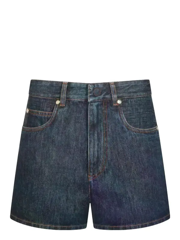 Fendi Logo-patch Denim Shorts - Blue