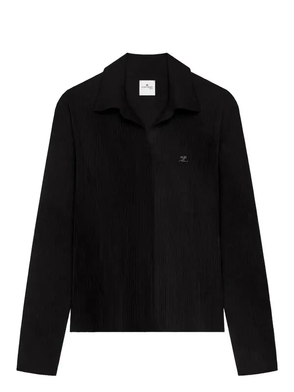 COURREGES Ribbed Logo Polo Shirt - Black