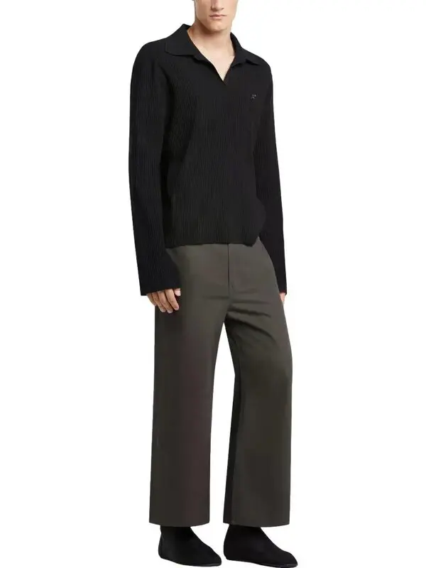 COURREGES Ribbed Polo Shirt - Black