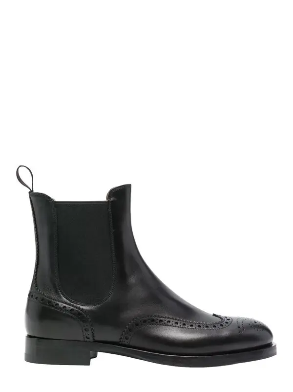 Santoni Brogue-detail Chelsea Boots - Black