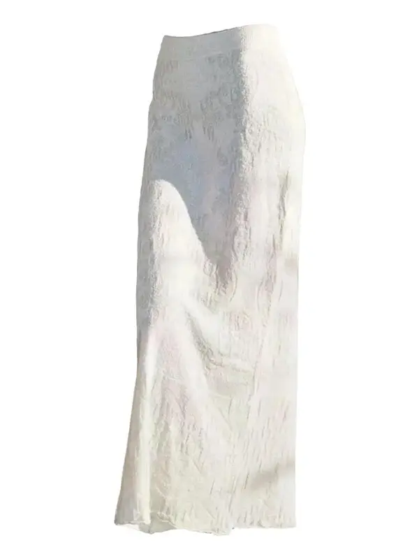 AKEP Textured A-line Midi Skirt - White