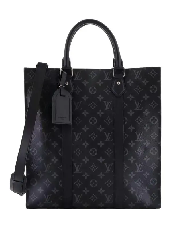 LOUIS VUITTON Sac Plat Tote Bag Monogram Eclipse Canvas - Black