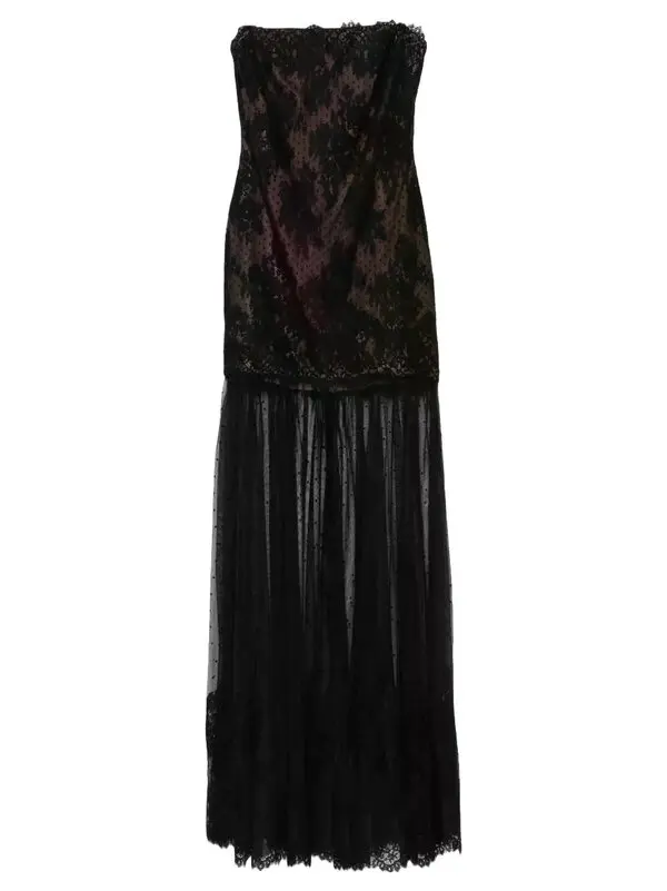 Retrofete Lace Tulle Maxi Dress - Black
