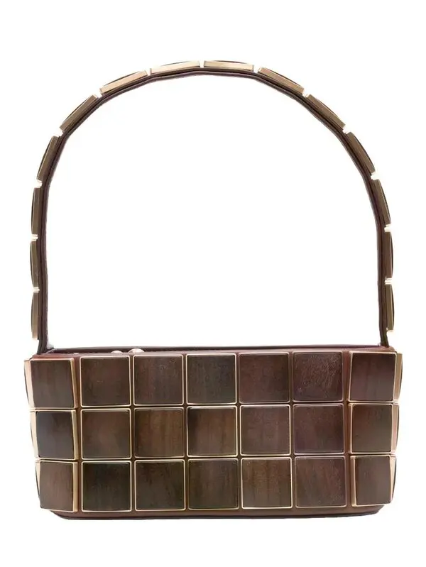 Cult Gaia Romy Panelled Wood Shoulder Bag - Brown