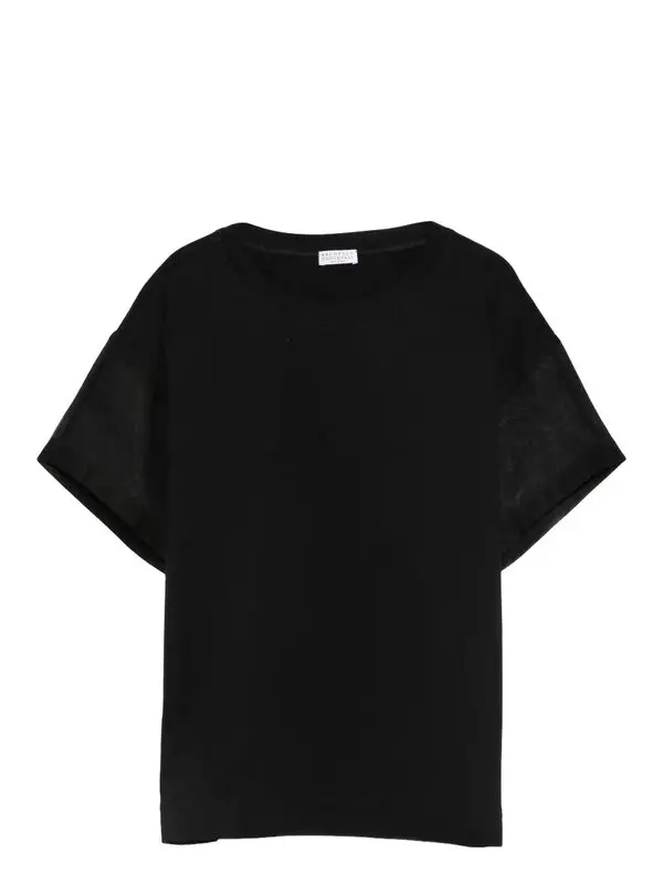 Brunello Cucinelli Semi-sheer Paneled T-shirt - Black