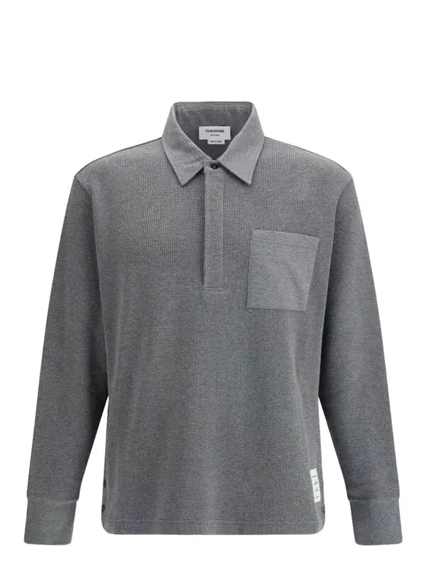 Thom Browne Long Sleeve Patch Pocket Polo Shirt - Grey
