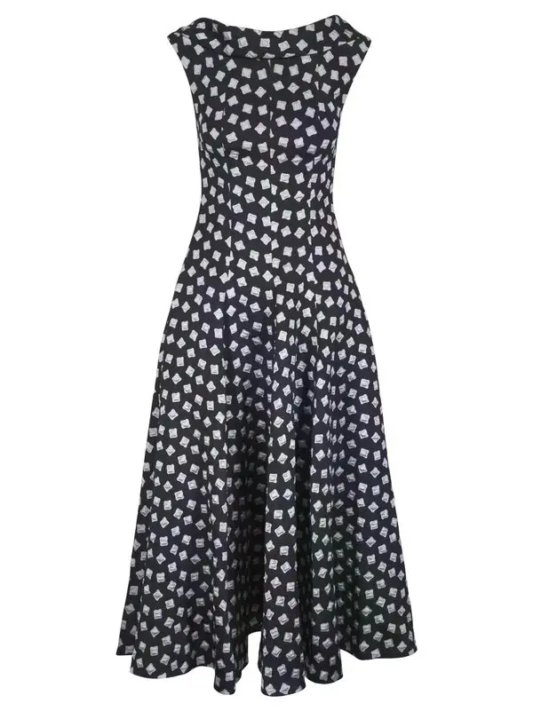 Talbot Runhof Geometric-print Midi Dress - Black