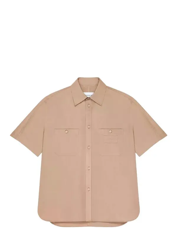 Givenchy Couture Seam Shirt In Cotton With Logo Patch - Neutrals