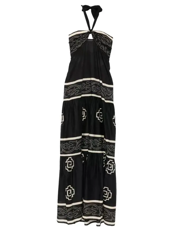 Johanna Ortiz Graphic Maxi Halter Dress - Black