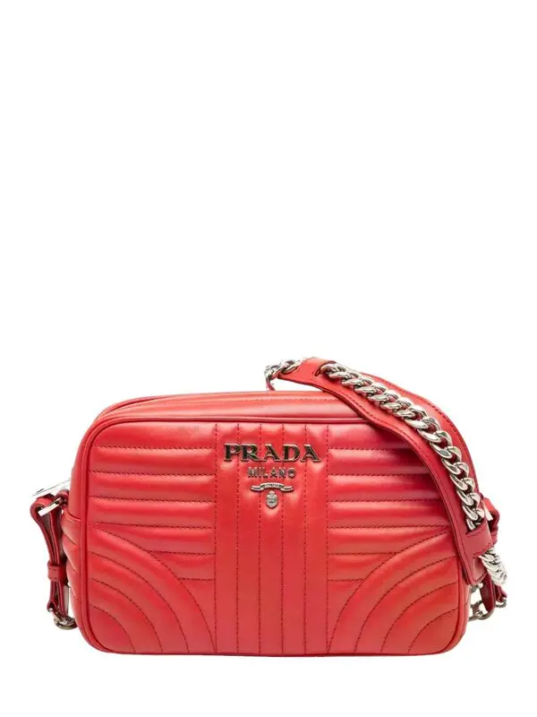 Prada Soft Calfskin Diagramme Camera Crossbody Bag - Red