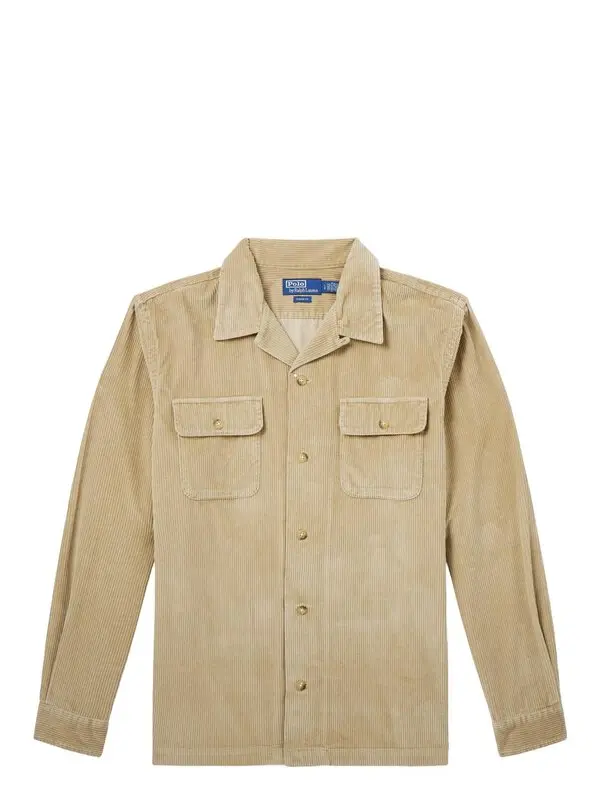 Polo Ralph Lauren Convertible-collar Cotton-corduroy Shirt - Neutrals
