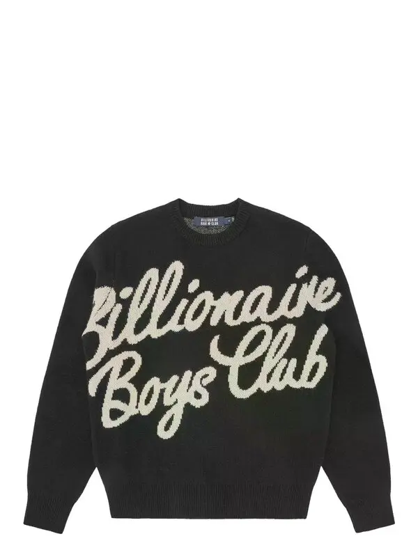BILLIONAIRE BOYS CLUB Script Knitted Logo Crew-neck Sweatshirt - Black