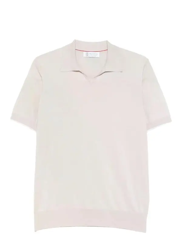 Brunello Cucinelli Knitted Cotton Polo Shirt - Neutrals