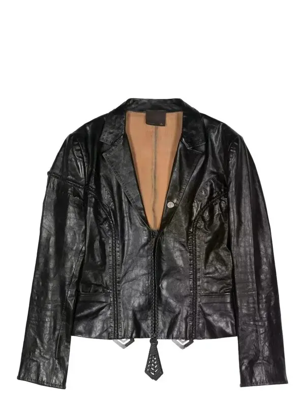 Fendi 2000s Whipstitch Leather Jacket - Black