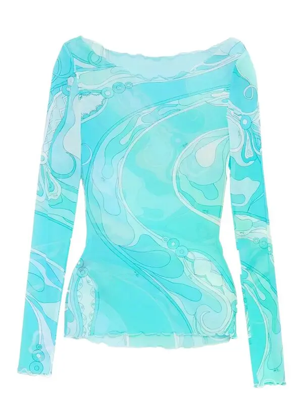Emilio Pucci Orchidee-print Long-sleeve Top - Blue