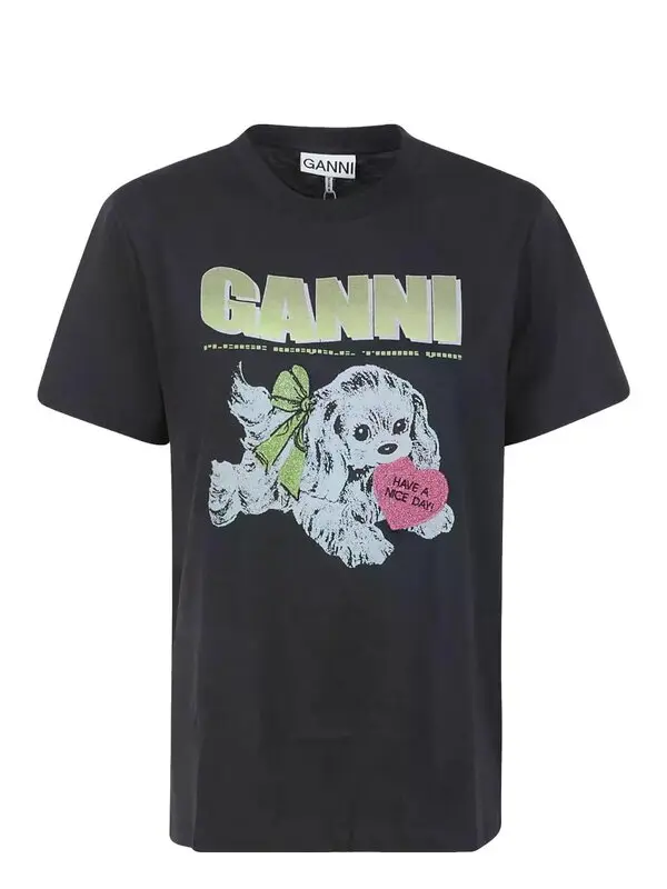 GANNI Graphic Print T-shirt - Grey