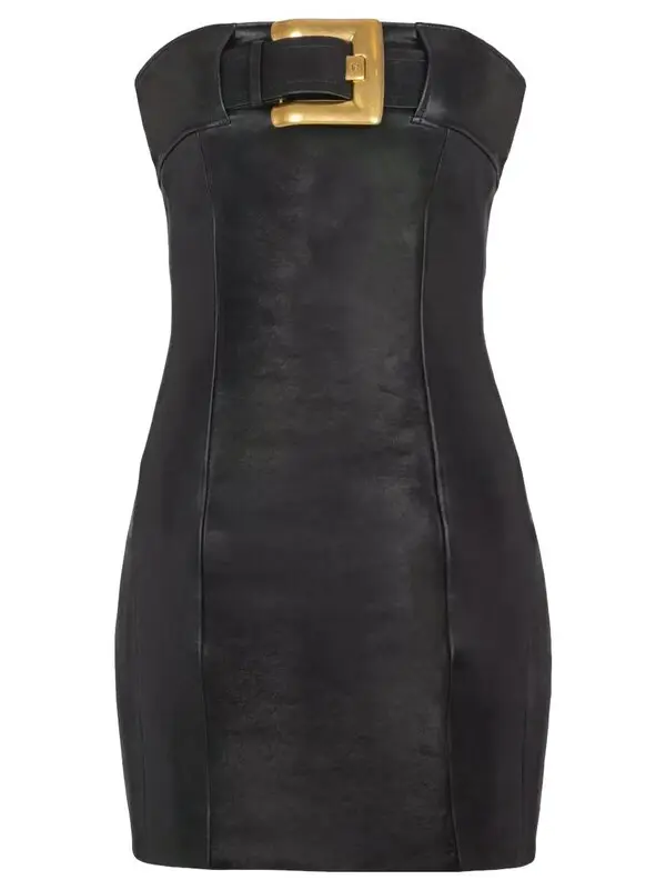 Balmain Buckle-embellished Strapless Dress - Black