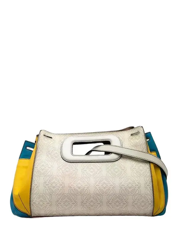 Loewe Anagram Leather Accordion Satchel - White