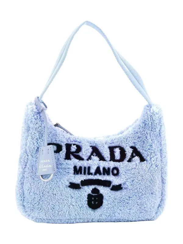Prada Re-edition 2000 Terry Cloth Mini Hobo Bag - Blue