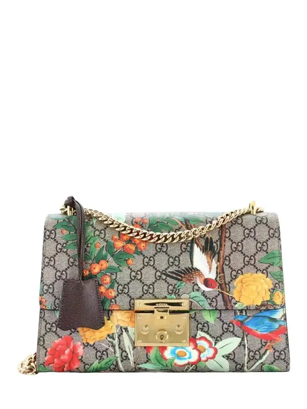 Gucci Padlock Tian Print Gg Coated Canvas Medium Shoulder Bag - Neutrals