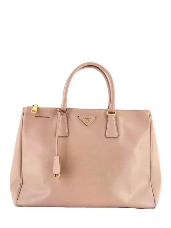 Prada Double Zip Lux Saffiano Leather Medium Tote - Neutrals