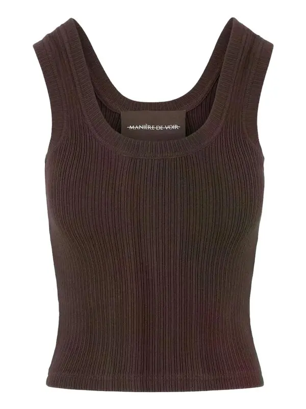 Manière De Voir Ribbed Scoop-neck Tank Top - Brown