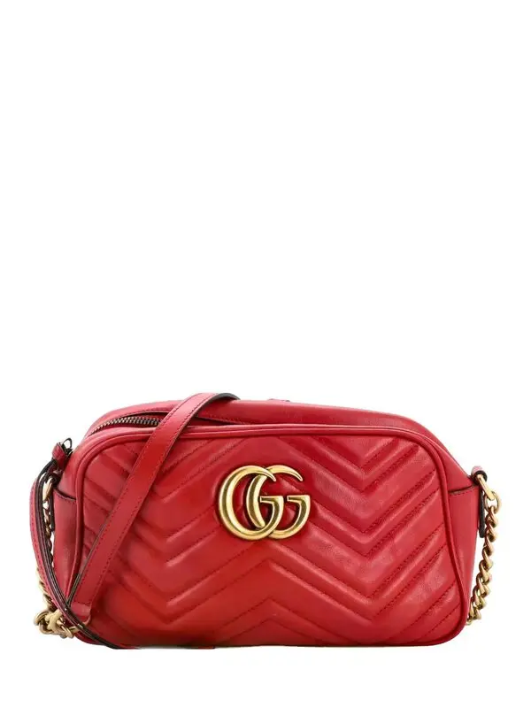 Gucci Gg Marmont Matelasse Leather Small Crossbody Bag - Red