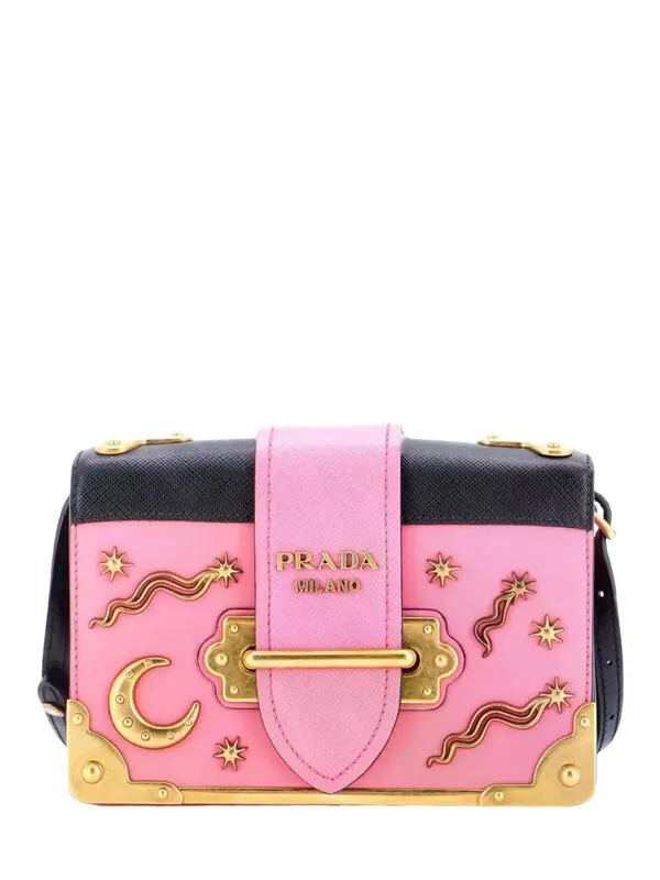 Prada Cahier Embellished Leather Crossbody Bag - Pink