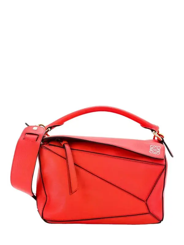 Loewe Puzzle Small Satchel Leather Bag - Red