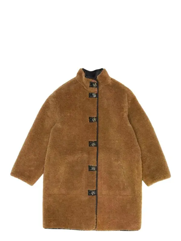 Bimba Y Lola Buttoned Faux-fur Coat - Brown