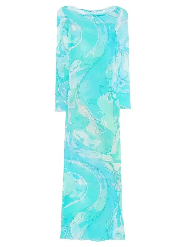 Emilio Pucci Orchidee-print Maxi Dress - Blue